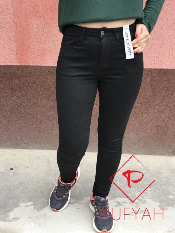 Blugi de dama, Slim Fit, cu talie inalta, Negri, Model normal - PF26