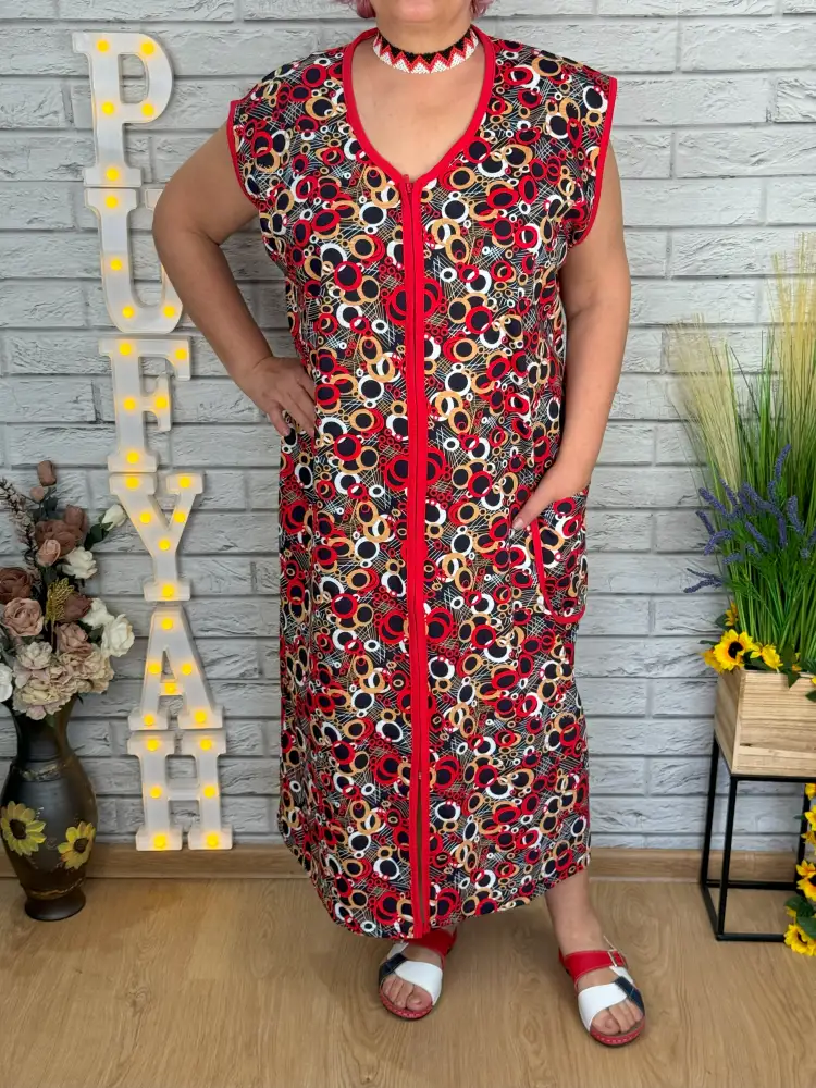 Capot fără mâneci, de dama, Fermoar, Rosu cerculete - CPF19